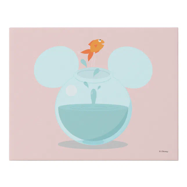 Mickey Mouse Fish Bowl Icon Faux Canvas Print | Zazzle