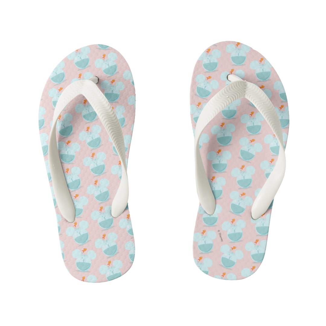 Mickey Mouse Fish Bowl Icon Kid's Flip Flops | Zazzle