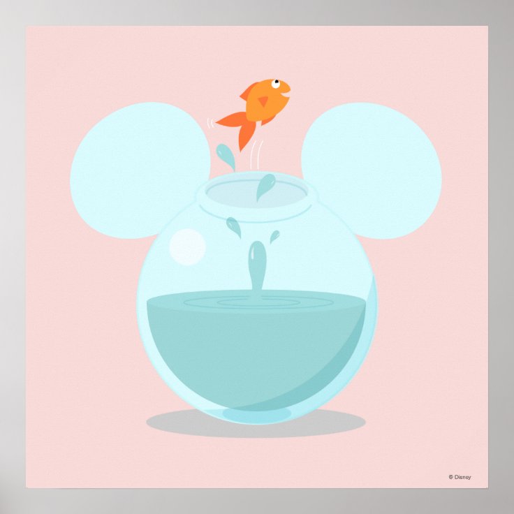 Mickey Mouse Fish Bowl Icon Poster | Zazzle