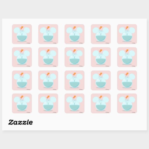 Mickey Mouse Fish Bowl Icon Square Sticker | Zazzle
