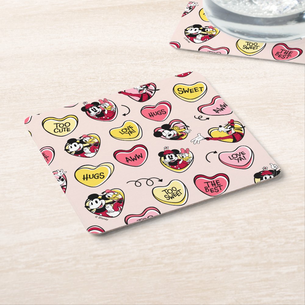 Mickey Mouse Friends Valentine Heart Candy Square Paper Coaster sold by ...