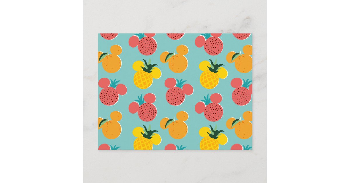 Mickey Mouse Fruit Icon Pattern Postcard | Zazzle