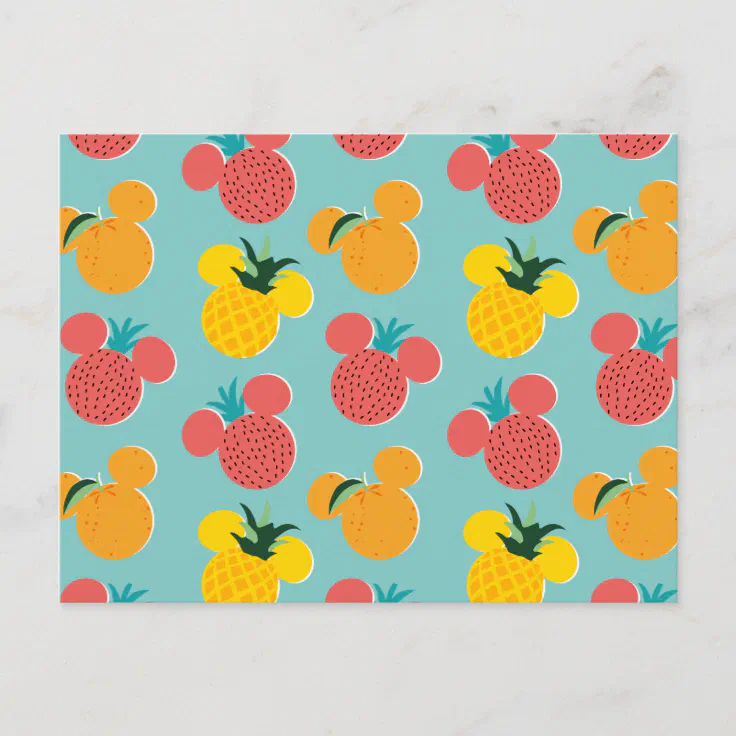 Mickey Mouse Fruit Icon Pattern Postcard | Zazzle