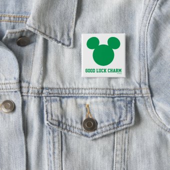 Mickey Mouse Good Luck Charm | St. Patrick's Day Pinback Button | Zazzle
