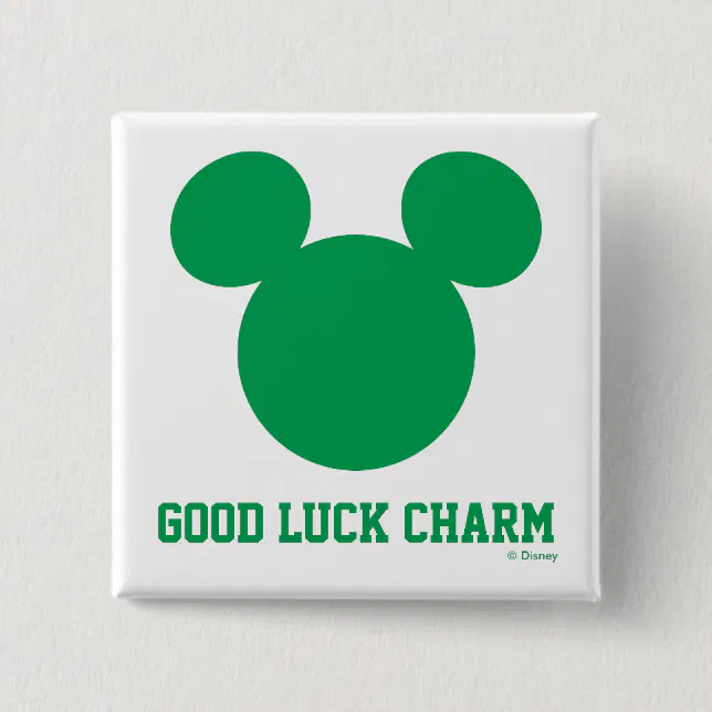 Mickey Mouse Good Luck Charm | St. Patrick's Day Pinback Button | Zazzle