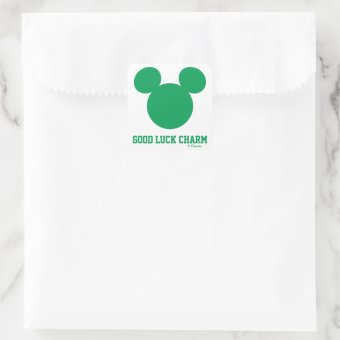 Mickey Mouse Good Luck Charm | St. Patrick's Day Square Sticker | Zazzle