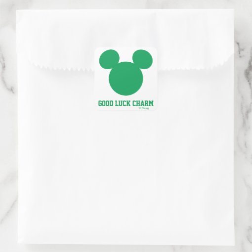 Mickey Mouse Good Luck Charm | St. Patrick's Day Square Sticker | Zazzle