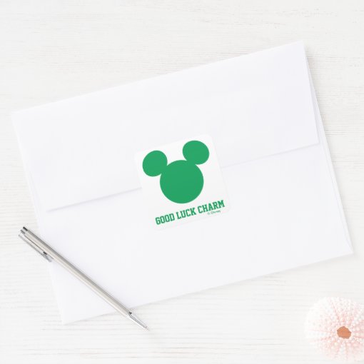 Mickey Mouse Good Luck Charm | St. Patrick's Day Square Sticker | Zazzle