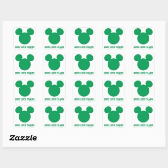Mickey Mouse Good Luck Charm | St. Patrick's Day Square Sticker | Zazzle