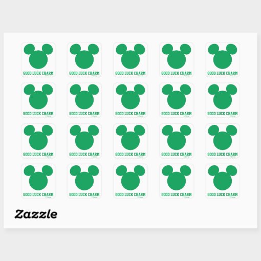 Mickey Mouse Good Luck Charm | St. Patrick's Day Square Sticker | Zazzle