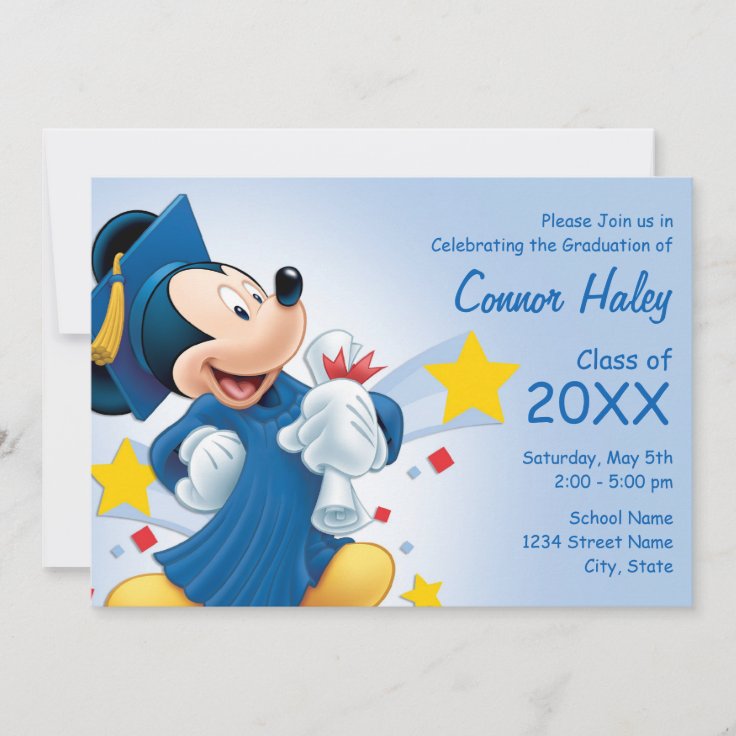Mickey Mouse | Graduation Invitation | Zazzle