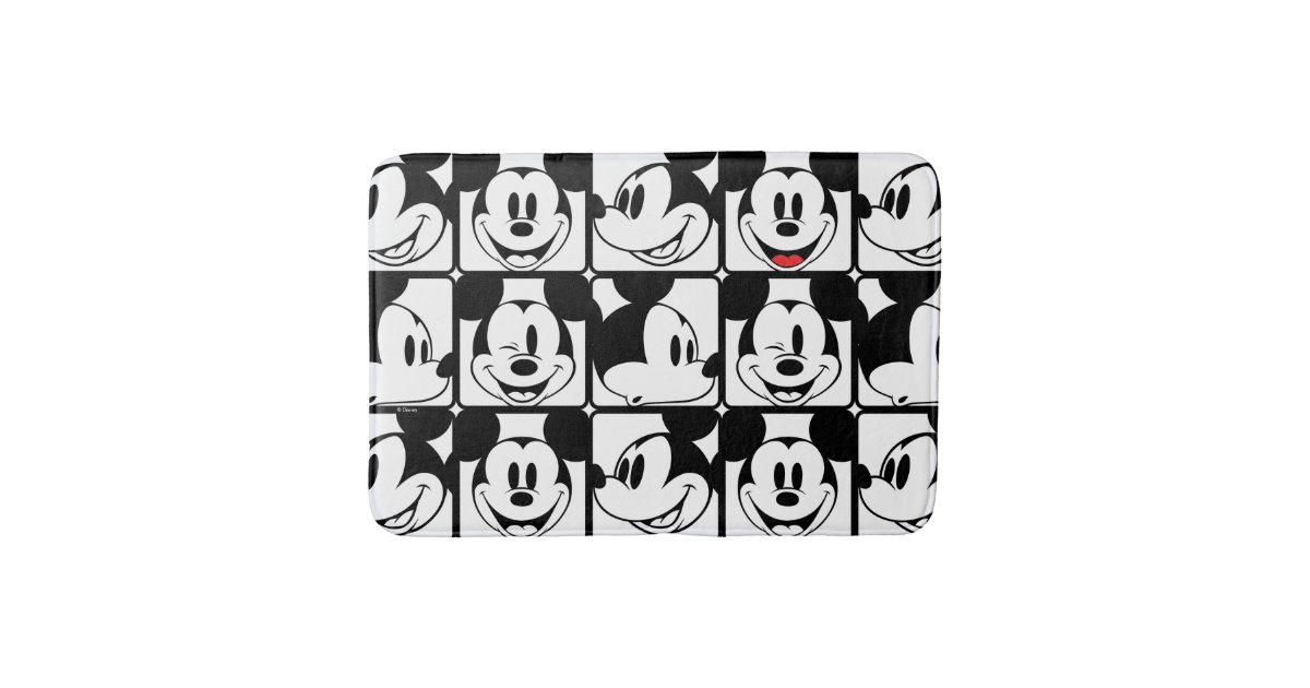 Mickey Mouse | Grid Pattern Bath Mat | Zazzle