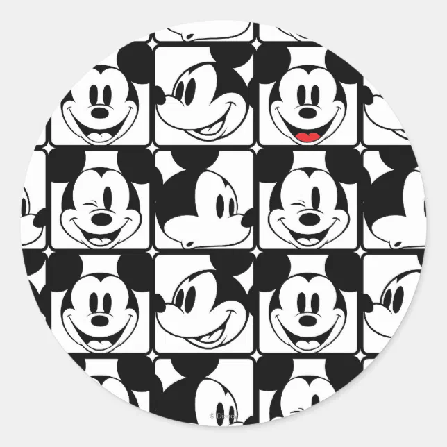 Mickey Mouse | Grid Pattern Classic Round Sticker | Zazzle