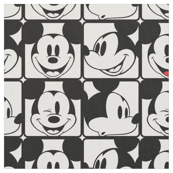Mickey Mouse | Black and Red Pattern Fabric | Zazzle