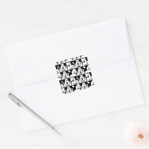 Mickey Mouse | Grid Pattern Square Sticker | Zazzle
