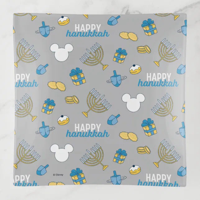 Mickey Mouse | Happy Hanukkah Pattern Trinket Tray | Zazzle