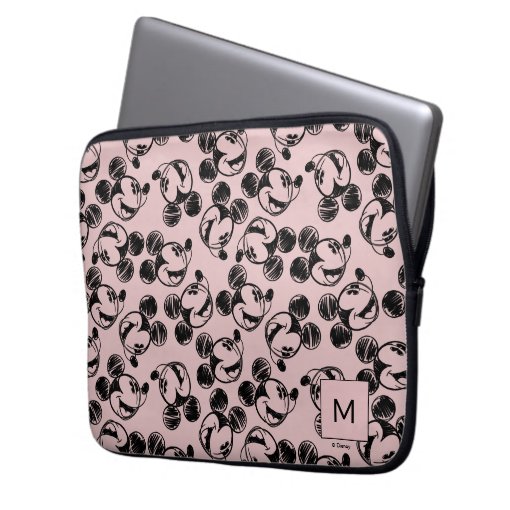 Mickey Mouse Head | Pink Sketch Pattern Laptop Sleeve | Zazzle