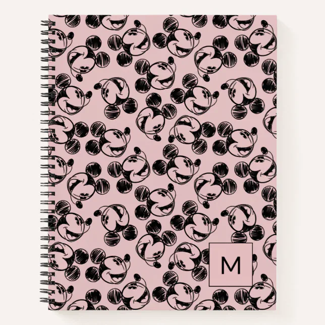 Mickey Mouse Head | Pink Sketch Pattern Notebook | Zazzle