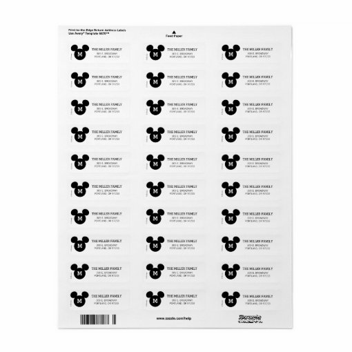 Mickey Mouse Head Silhouette | Black with Monogram Label | Zazzle