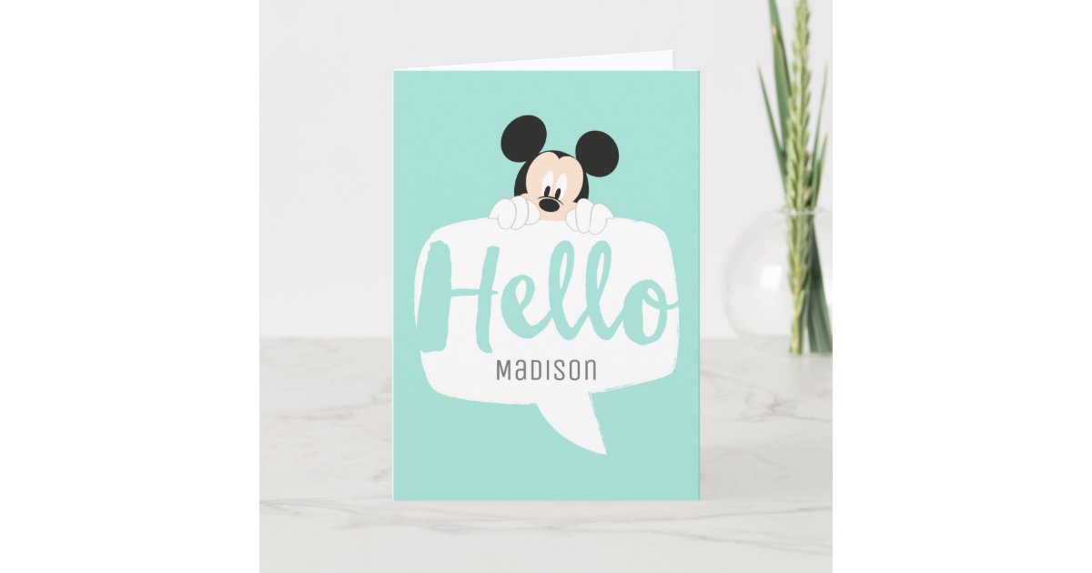 Mickey Mouse Hello Speech Bubble Card | Zazzle