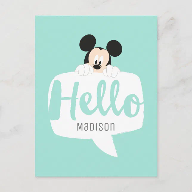 Mickey Mouse Hello Speech Bubble Postcard | Zazzle