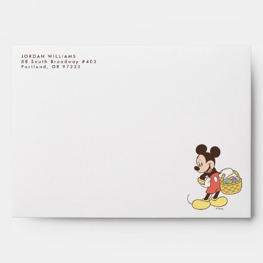 Mickey Mouse Holding Basket of Easter Eggs Envelope | Zazzle.com