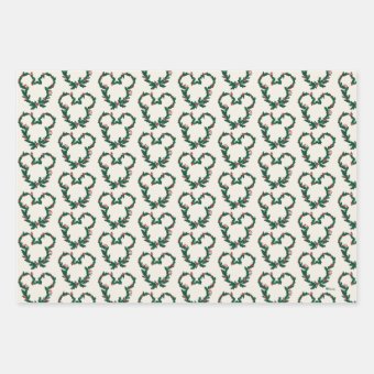 Mickey Mouse Holiday Wreath Wrapping Paper Sheets | Zazzle