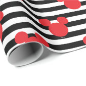 Mickey Mouse | Icon Black & White Striped Birthday Wrapping Paper | Zazzle