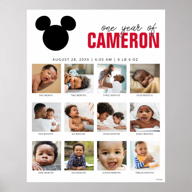 Mickey Mouse Icon | One Year of - 12 Months Poster | Zazzle
