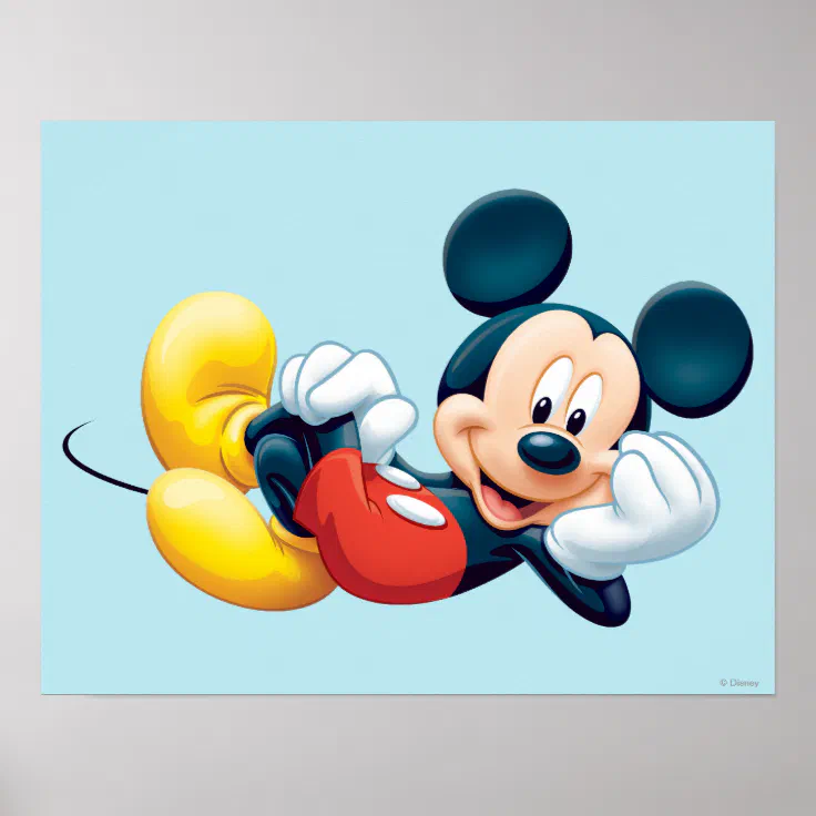 Mickey Mouse Laying Down Poster | Zazzle
