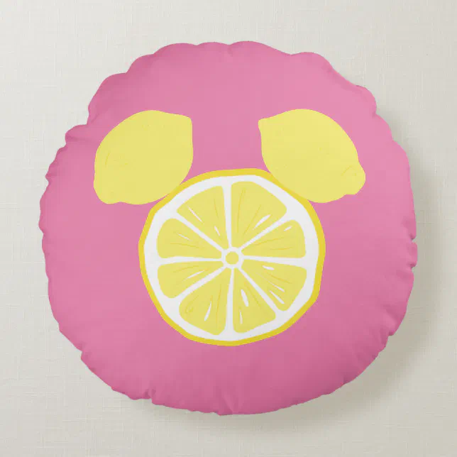 Mickey Mouse Lemon Icon Round Pillow | Zazzle