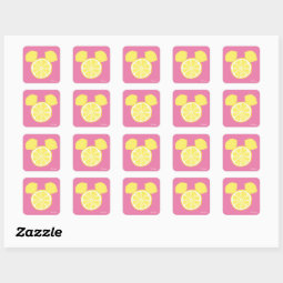 Mickey Mouse Lemon Icon Square Sticker | Zazzle