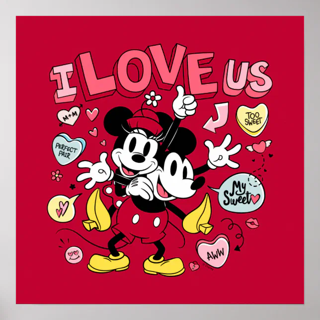 Mickey Mouse & Minnie Mouse | I Love Us Poster | Zazzle