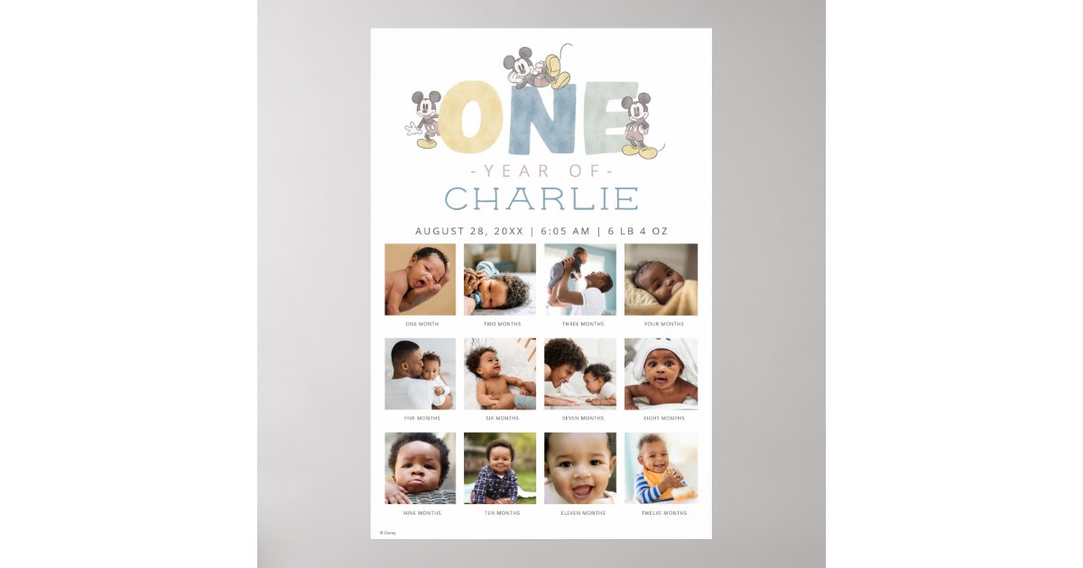 Mickey Mouse | One Year of - 12 Months Poster | Zazzle