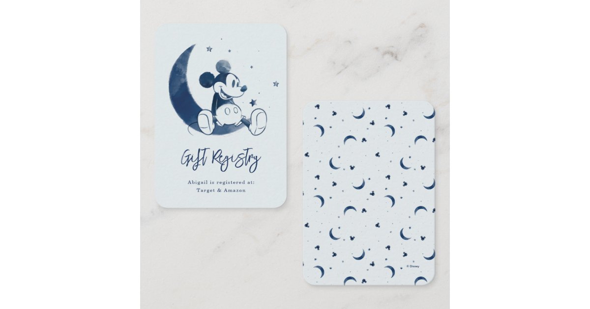 Mickey Mouse Over the Moon | Baby Gift Registry Place Card | Zazzle