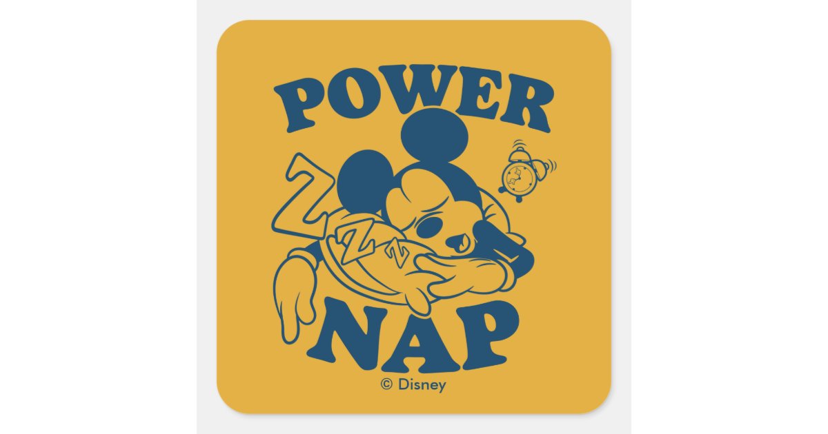 Mickey Mouse Power Nap Square Sticker | Zazzle