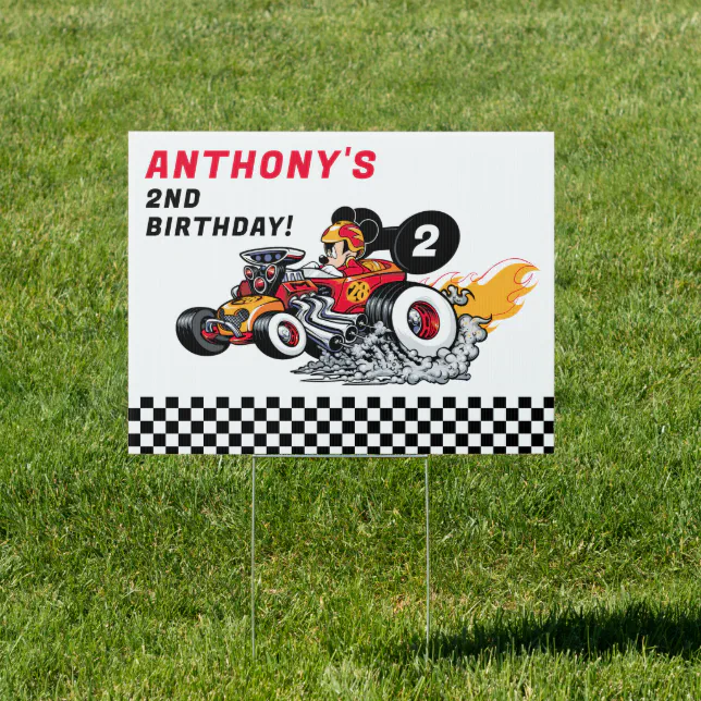 Mickey Mouse Roadster Racers Birthday Sign | Zazzle