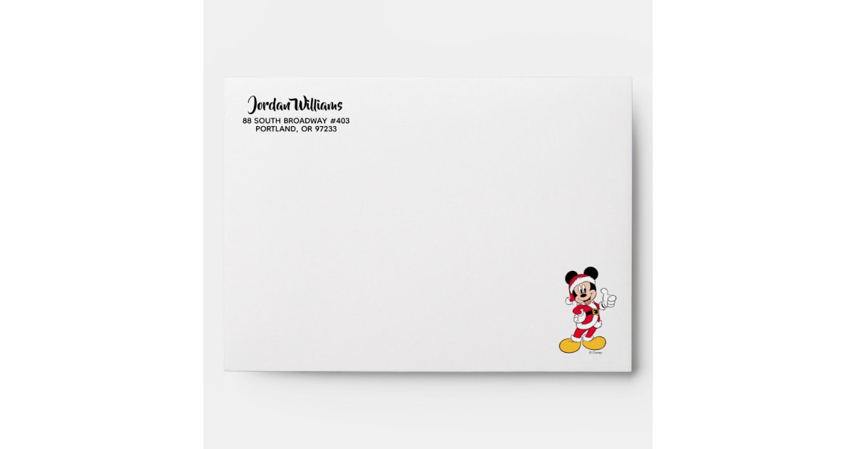 Mickey Mouse | Santa Claus Outfit Envelope | Zazzle