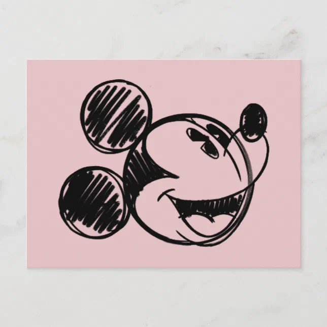 Mickey Mouse Sketch Head Postcard | Zazzle