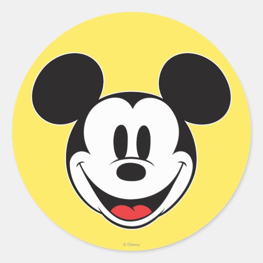 Mickey Mouse Smiling Classic Round Sticker | Zazzle.com