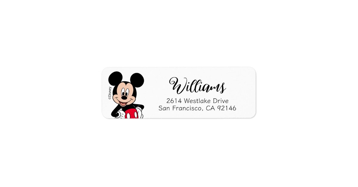 Mickey Mouse Smiling Pose Label | Zazzle