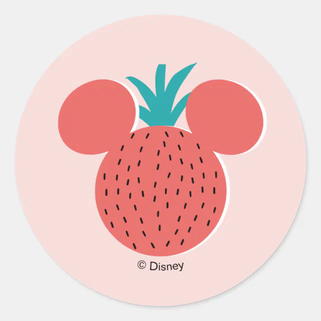 Mickey Mouse Strawberry Icon Classic Round Sticker | Zazzle