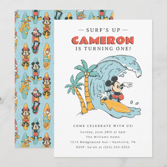 Mickey Mouse Surf's Up Summer Birthday Invitation | Zazzle
