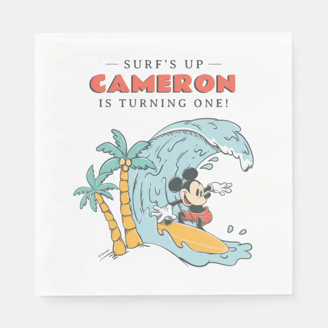 Mickey Mouse Surf's Up Summer Birthday Napkins | Zazzle