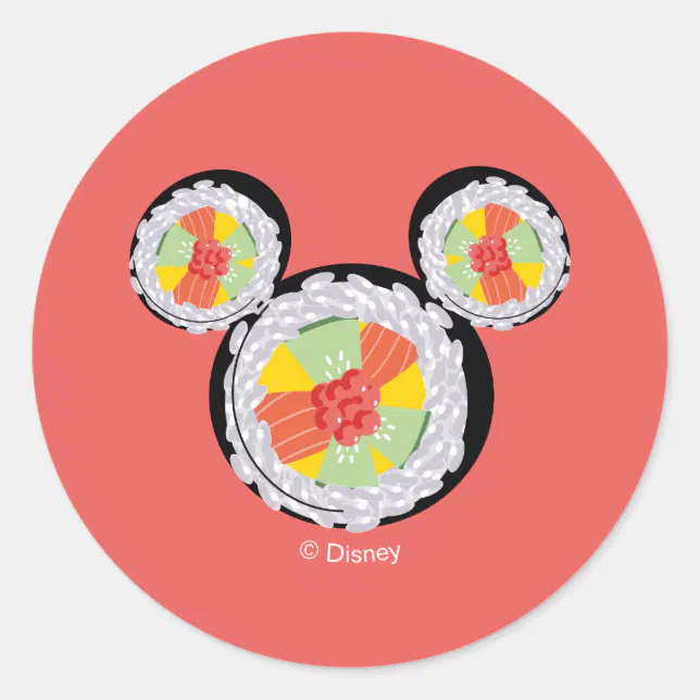 Mickey Mouse Sushi Icon Classic Round Sticker | Zazzle
