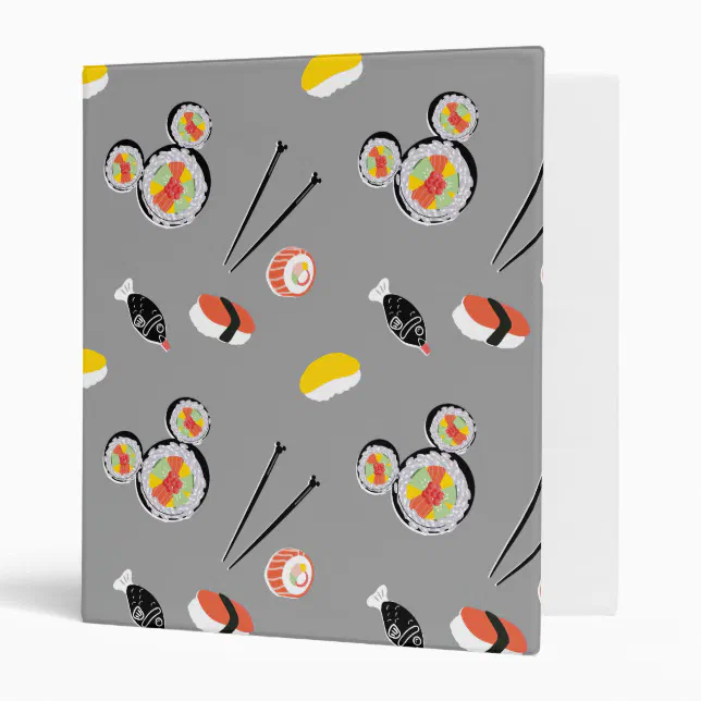 Mickey Mouse Sushi Icon Pattern 3 Ring Binder | Zazzle