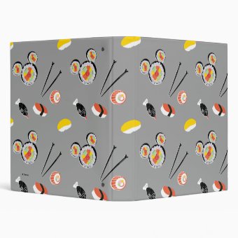 Mickey Mouse Sushi Icon Pattern 3 Ring Binder | Zazzle
