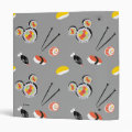 Mickey Mouse Sushi Icon Pattern 3 Ring Binder | Zazzle