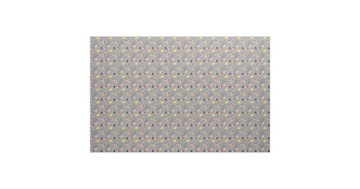 Mickey Mouse Sushi Icon Pattern Fabric | Zazzle