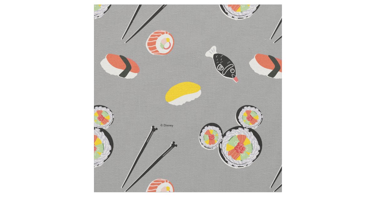 Mickey Mouse Sushi Icon Pattern Fabric | Zazzle